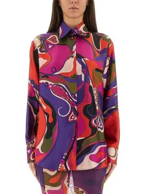 Emilio Pucci Orchid Print Silk Shirt - Multicolour