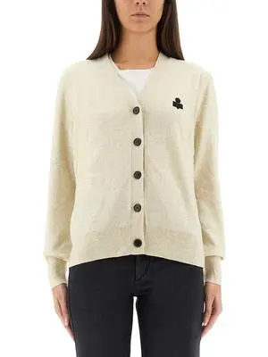 MARANT ETOILE Karin Cardigan With Logo - Ivory