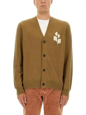 MARANT Cardigan With Logo - Brown