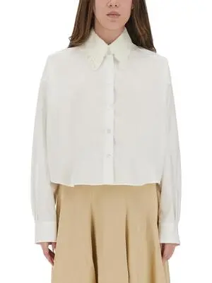 Fabiana Filippi Poplin Cropped Shirt - White
