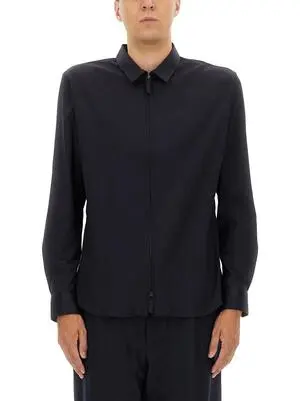 Giorgio Armani Cotton Zipper Shirt - Blue