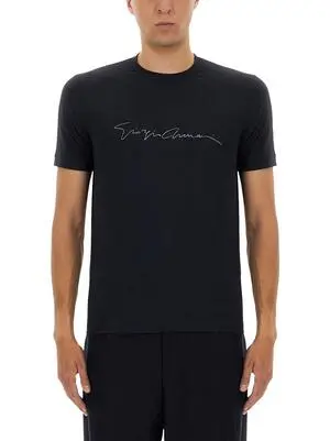 Giorgio Armani Signature Logo T Shirt - Blue