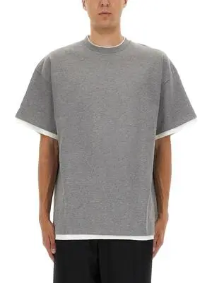 JIL SANDER Double Layer Cotton T-shirt - Grey