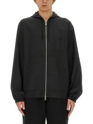 Givenchy Zip Up Virgin Wool Sweatshirt - Black