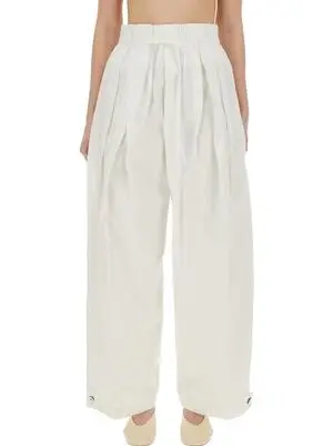 JIL SANDER Wide Leg Cotton Gabardine Pants - White