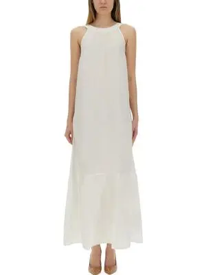 120% Lino Long Linen Dress - White