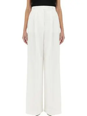 Givenchy Cotton Pleated Wide Leg Trousers - White