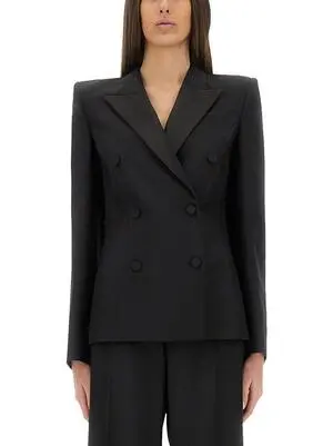 Alexander McQueen Double-breasted Jacket With Voluminous Shoulders - Black