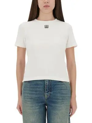 Tory Burch Ribbed Cotton T-shirt - White