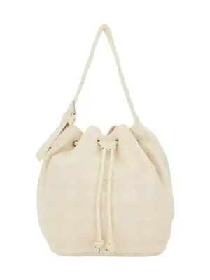 Tory Burch Oversized 't Monogram' Bucket Bag - Ivory