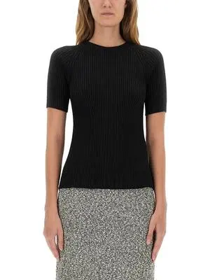 Tory Burch Ribbed Cotton Pullover - Black