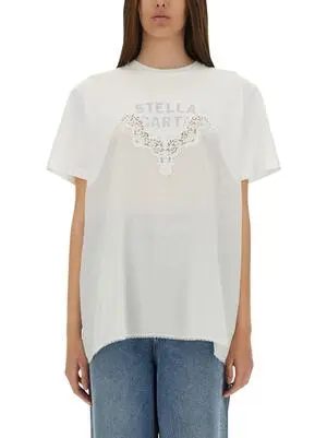 Stella McCartney Relaxed Fit T-shirt With Lace - White