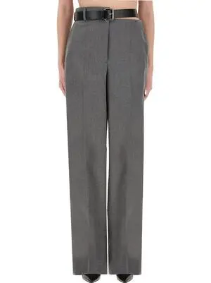 Stella McCartney Flannel Pants With Belt - Grey