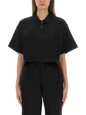 Alexander Wang Cropped Jersey Polo Shirt - Black