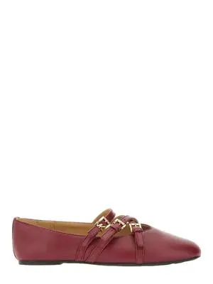 Michael Kors Indy Flex Leather Ballerinas - Bordeaux