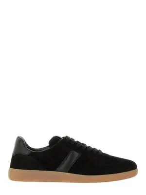 TOM FORD Leather Sneaker With Logo - Black