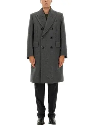 TOM FORD Double-breasted Virgin Wool Coat - Grey