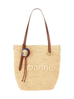 Rabanne Raffia And Leather Tote Bag - Beige