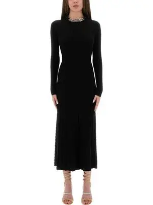 Rabanne Long Wool Dress - Black