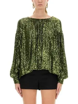Rabanne Sequin Blouse - Green
