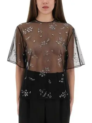 Rabanne Transparent Top With Appliqués - Black