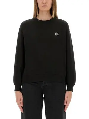 Kenzo Cotton Sweatshirt With 'happy Tiger' Patch - Black
