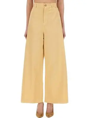 ALYSI Wide-fit Cotton Pants - Yellow