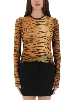 Moschino Mesh Top With Animal Print - Animalier