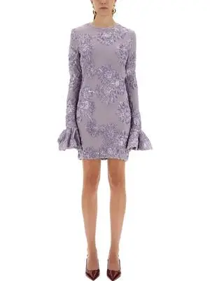 ROTATE BY BIRGER CHRISTENSEN 3d Mesh Mini Dress - Lilac