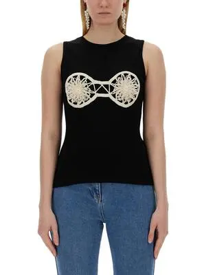 Magda Butrym Top With Crochet Insert - Black