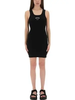 Moschino Slim Fit Dress With Logo - Black