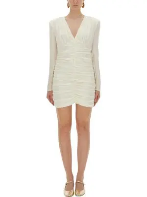 ROTATE BY BIRGER CHRISTENSEN Satin Gathered Mini Dress - Ivory
