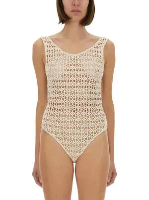 ALYSI Macramé Bodysuit - Ivory