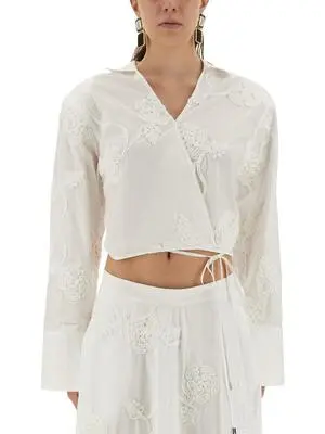 ROTATE BY BIRGER CHRISTENSEN Wrap Around Shirt Top - White