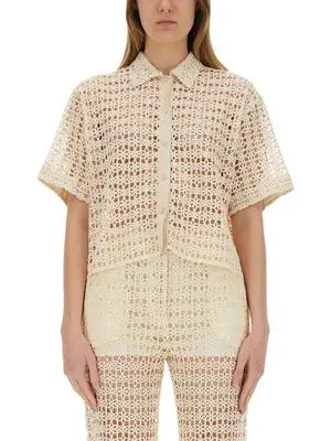 ALYSI Macramé Shirt - Beige