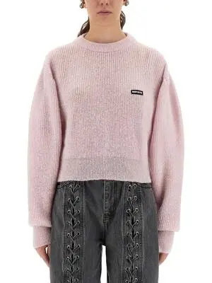 ROTATE BY BIRGER CHRISTENSEN Wool Puff Sleeve Sweater - Powder