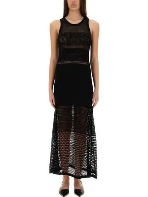 Moschino Mesh Dress With Logo - Black