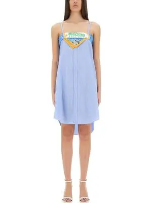 Moschino Patchwork Cotton Dress - Baby Blue
