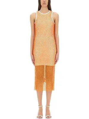 Moschino Mesh And Sequin Dress - Orange