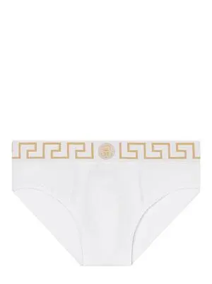 Versace Brief With Greek Pattern - White