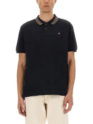 VIVIENNE WESTWOOD Classic Cotton Pique Polo Shirt - Blue