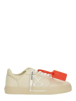 Off White Low Vulcanized Leather Sneakers - Beige