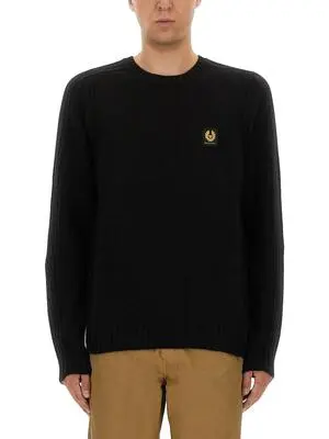 Belstaff Jersey With Logo Patch - Black