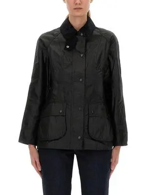 Barbour Waxed Cotton Fitted Jacket Black