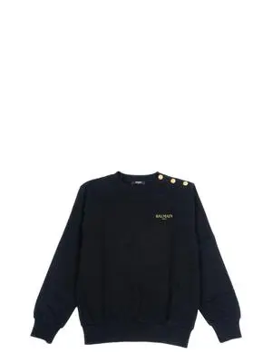 Balmain Crewneck Cotton Sweatshirt With Logo - Black