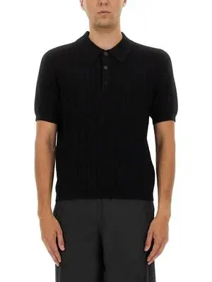 Balmain Knitted Polo - Black