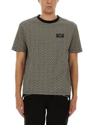 Balmain Monogrammed Jacquard T-shirt - Grey