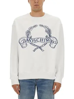 Moschino Sweatshirt With Laurel Crown Logo Embroidery - White