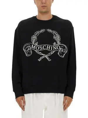 Moschino Sweatshirt With Laurel Crown Logo Embroidery - Black