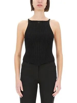COURREGES Ribbed Tank Top - Black